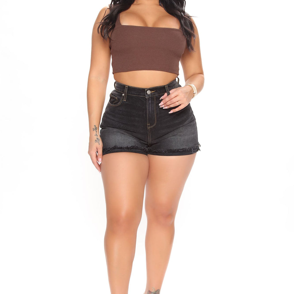 Take Me Away High Rise Denim Shorts - Black – Orro Shop