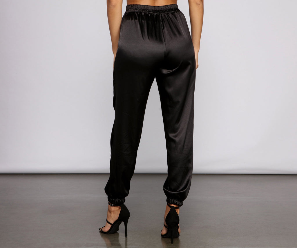 Sleek and Chic Satin Jogger Pants – Orro Shop