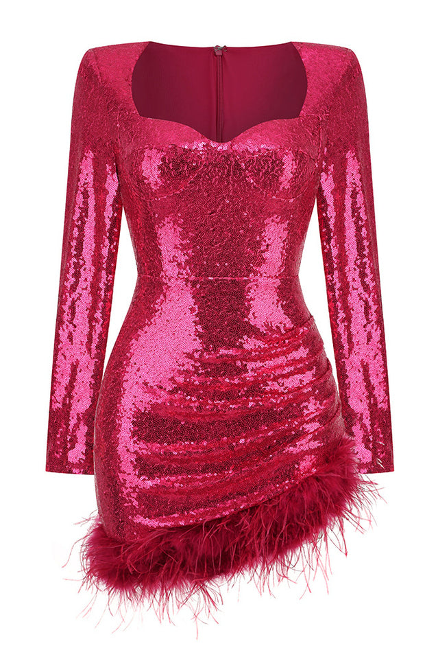 Daria Sequin Feather Mini Dress – Orro Shop