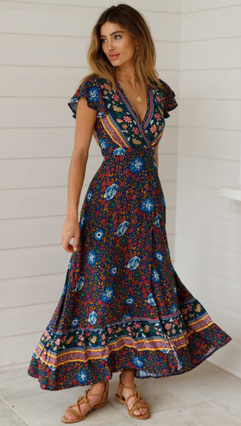 Tribute Printed Wrap Maxi Dress – Orro Shop