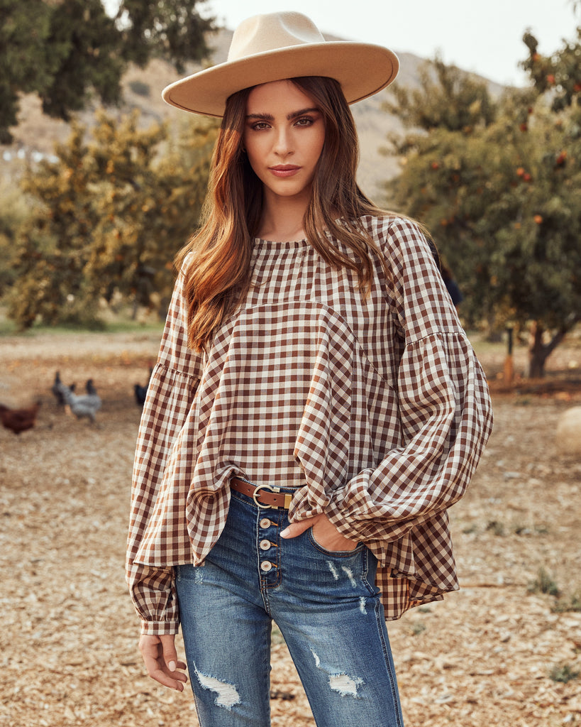 Tensey Checkered Babydoll Blouse - FINAL SALE – Orro Shop