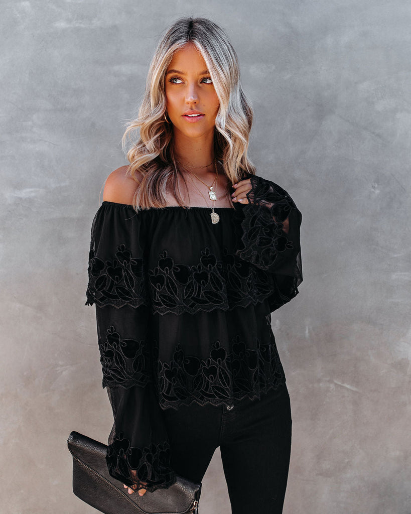 Unstoppable Off The Shoulder Velvet Lace Top – Orro Shop