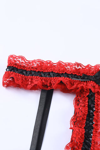 Red Sheer Lace Contrast Black Trim Lingerie Set – Orro Shop