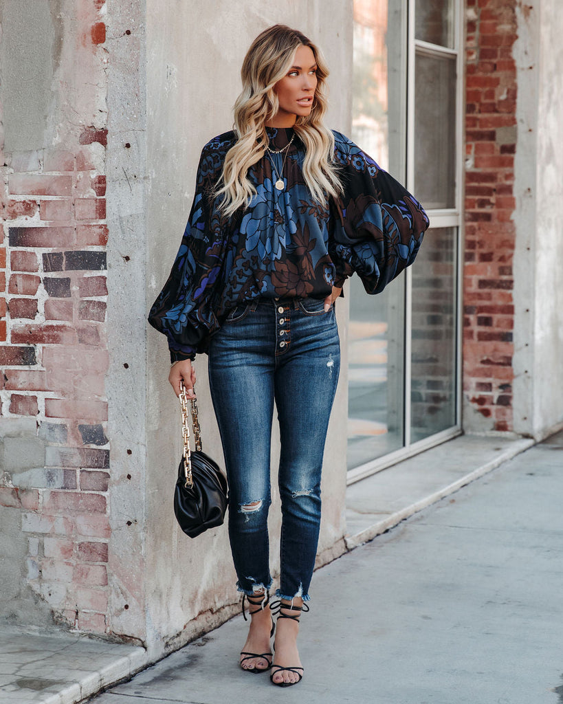 Weatherly Printed Statement Sleeve Blouse – Orro Shop